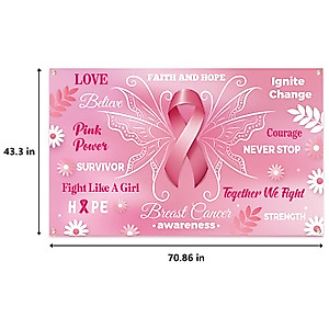 Breast Cancer Awareness Backdrop Decorations - Pink Ribbon Banner Charity Activities Party Supplies Ornaments