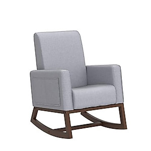 Paddie Rocking Chair Nursery Glider Rocker Chair Tall Back Upholstered Accent Armchair for Living Room Bedroom Office