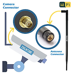 TECHTOO 9dBi WiFi Antenna with SMA Male (SMA-Plug) Connector Compatible W/Anran Haloview IP Camera & Other Wireless Security Camera Antenna - 2.4Ghz Wireless Networking Device (SMA-Plug 1Pack)