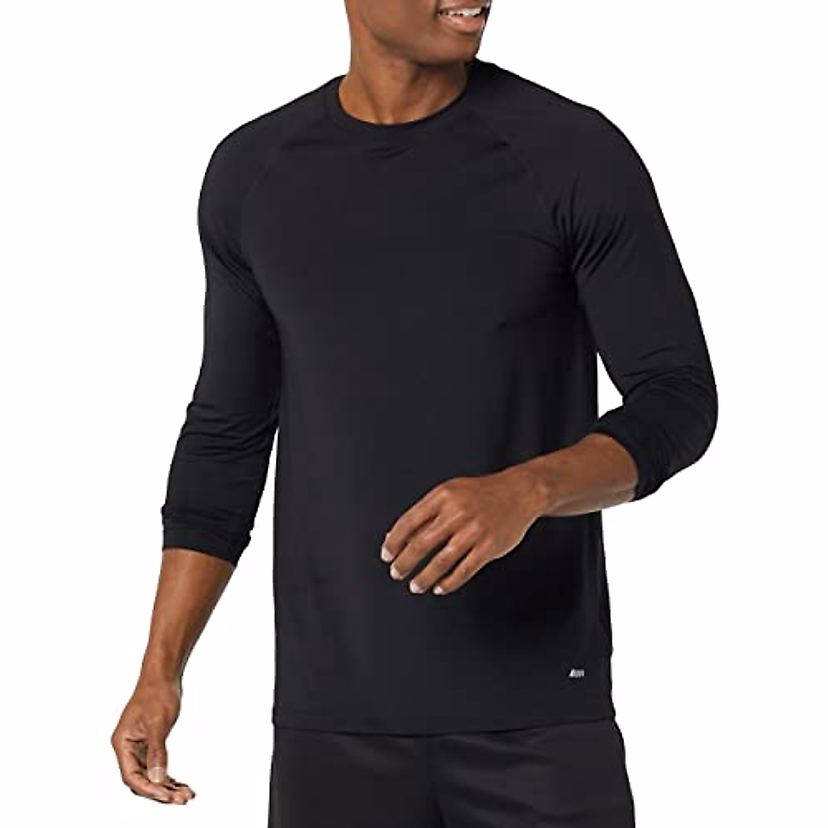 Amazon Essentials Men's Tech Stretch Long-Sleeve T-Shirt, Black, Small