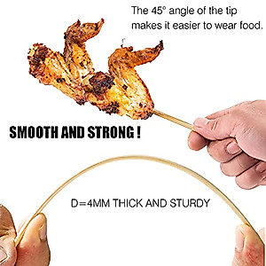 FOCUS FLAME Bamboo Appetizer Skewer 110 PCS 6 IN Stick Fruit Kabob Grill Skewer Toothpicks Φ=4 MM Caramel Apples Wood Stick for Cocktail Chocolate Fountain Campfire Party Barbecue Kitchen BBQ Skewer