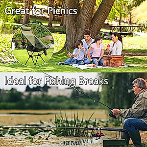 Zide Folding Camping Chairs Portable Lightweight Aluminum Alloy Bracket Moon Chair Comfortable Oxford Fabric for Outdoor Hiking Picnic Backpacking Mesh Chair