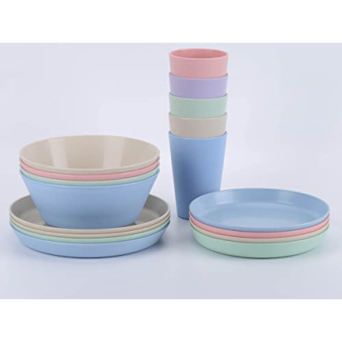 LuckyZone 9 Inches Reusable Wheat Straw Plates, Sets of 4 | Lightweight & Unbreakable Plate for Home Kitchen | Dishwasher & Microwave Safe | BPA Free & Eco-Friendly (9 Inches)