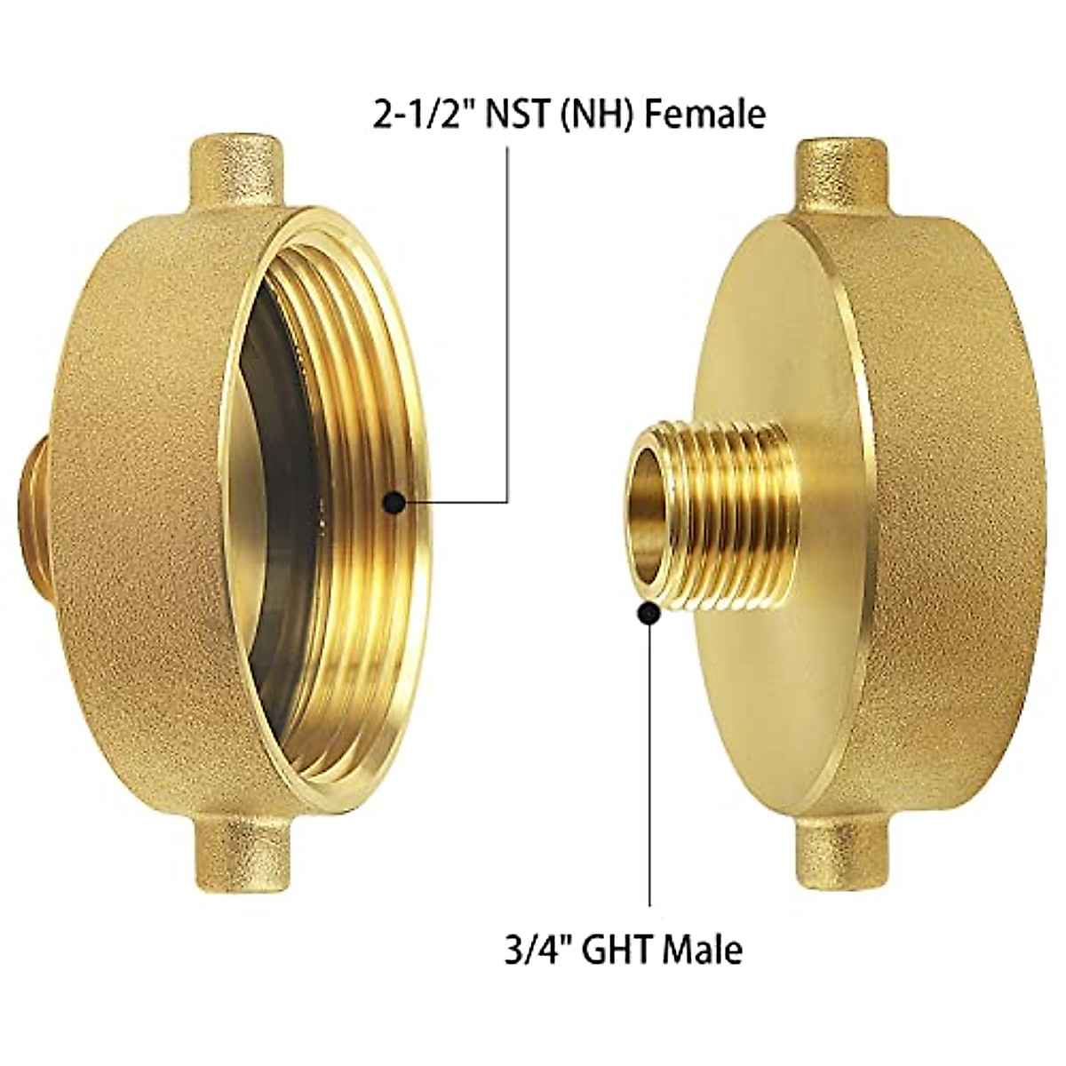 NOVINO Fire Hydrant Hose Adapter 2-1/2" NST/NH Female x 3/4" GHT Male, Brass Fire Hydrant Adapter Fire Equipment Hydrant to Garden Hose Adapter