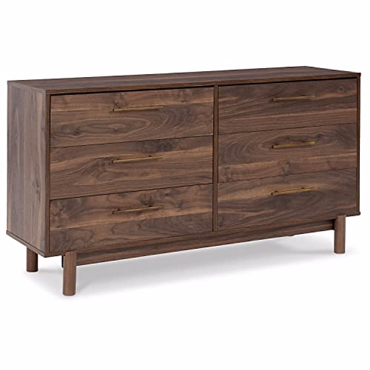 Signature Design by Ashley Calverson Mid-Century Modern 6 Drawer Dresser, Mocha Brown