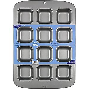 PME Non Stick Bakeware 12 Cavity Mini Square Cake Pan, Standard, Silver