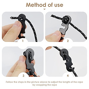 NODG 10 Pieces Aluminum Alloy Guyline Cord Adjusters Rope Cord Adjusters Tent Tensioners Tent Wind Rope Buckles Camping Accessories for Tent Camping Hiking Backpacking Outdoor Activity