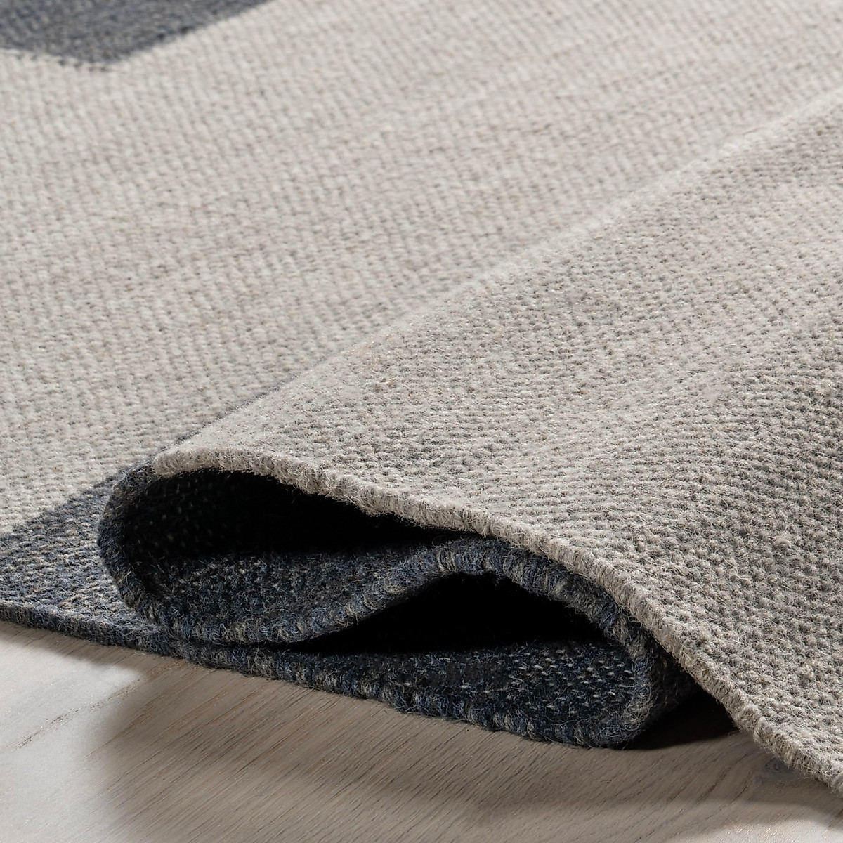 Rugs USA x Emily Henderson Blue Jay Colorblocked Wool Area Rug, 5x8, Grey