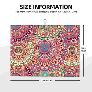 Dish Drying Mat for Kitchen Counter Boho Hippie Style Microfiber Absorbent Dish Draining Mats Reusable Washable Large 18"x24"