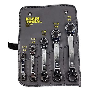 Klein Tools 68245 Reversible Ratcheting Box Wrench Set, 5-Piece, Black