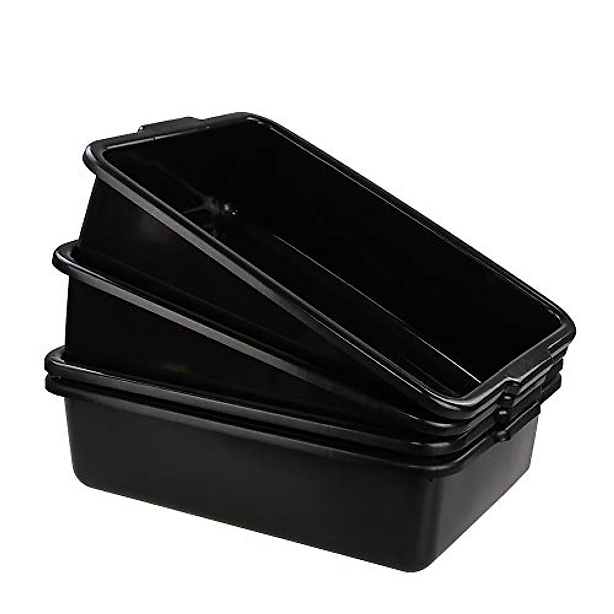 EudokkyNA Large Commercial Bus Tubs, Plastic Dish Bin Set of 4, Black, 24 Liters