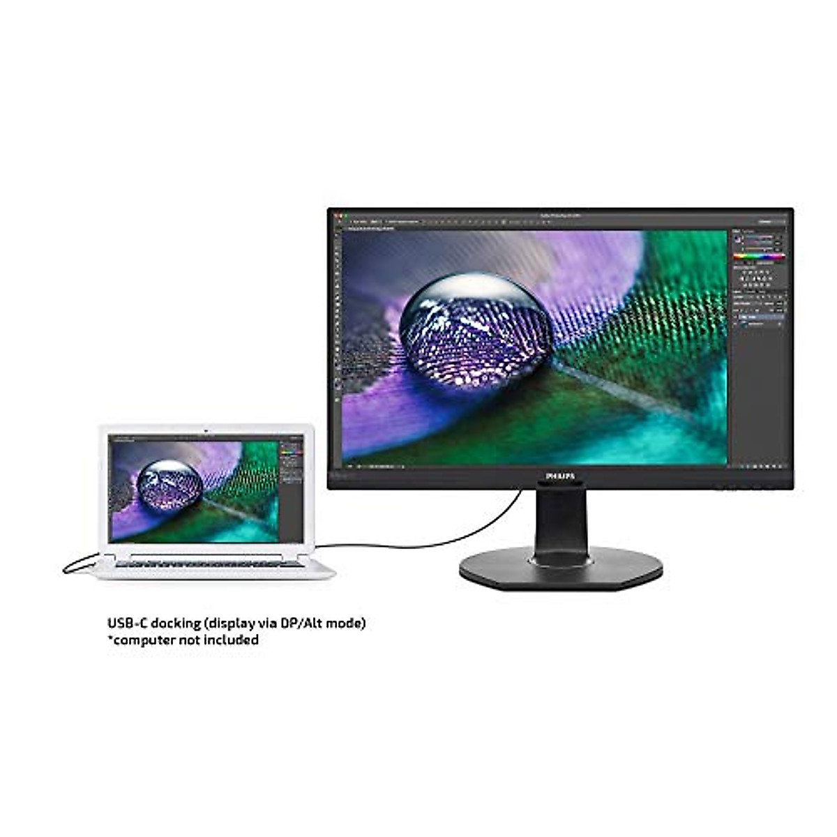 Philips Brilliance 272P7VUBNB 27" Monitor, 4K UHD IPS, 122% sRGB, USB-C Connectivity and Hub, Powersensor, Height Adjustable, 4Yr Advance Replacement