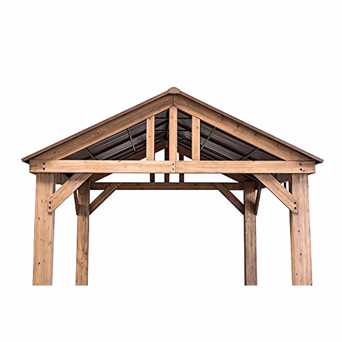 Coen L-GZ1171PWD-B Hudson Cedar Wood Pavilion with Hardtop, Gazebo, 14'x12', Natural/Brown