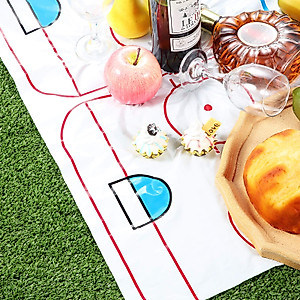 Boao Hockey Tablecloth Ice Hockey Field Table Cover Plastic Tablecloth Dining Room Kitchen Rectangular Table Cover for Patio Picnic Camping Spring Summer Sport Events 54 x 96 Inch, 100g, White(3 Pcs)