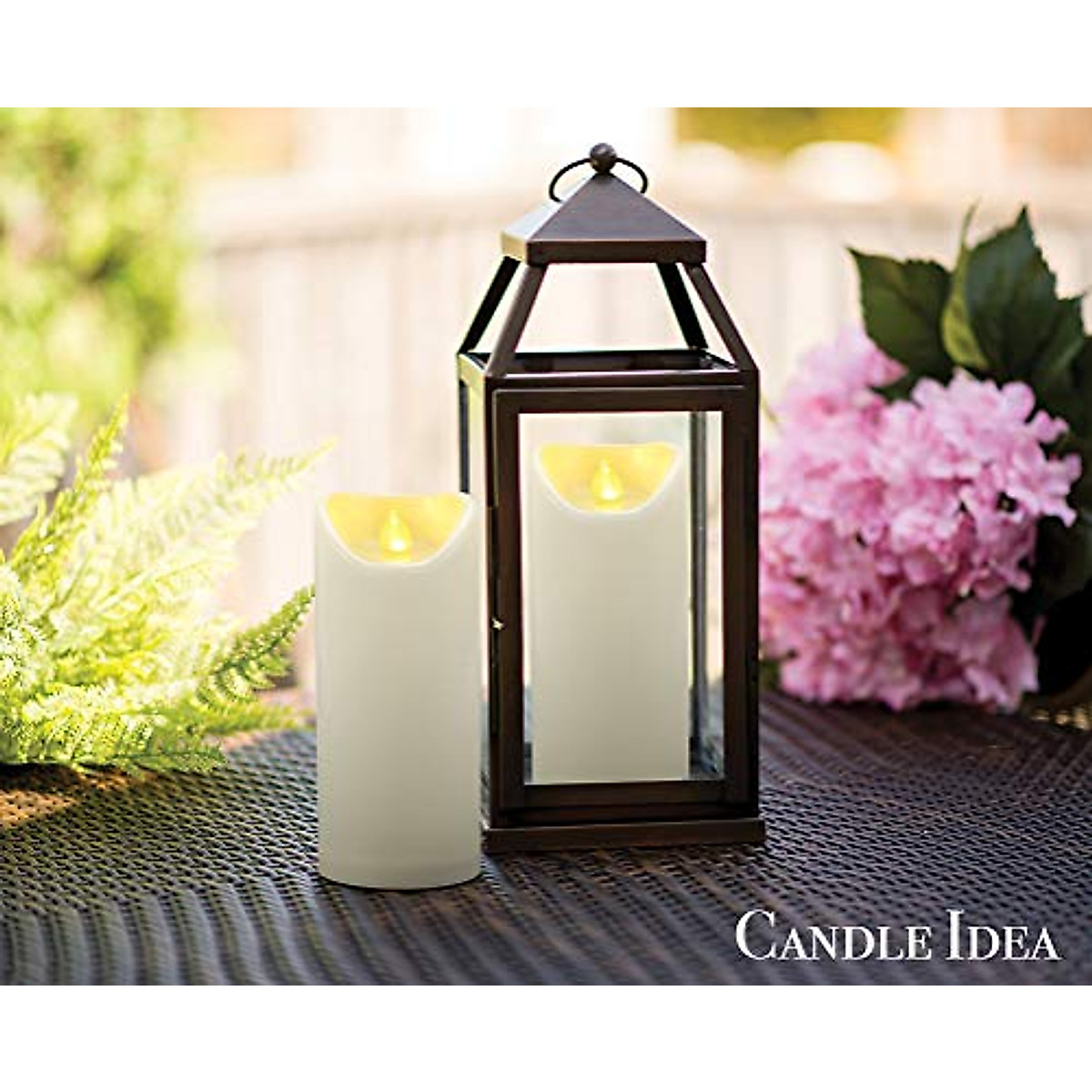 CANDLE IDEA 2 PCS 3"x7" Outdoor Waterproof Flameless LED Pillar Candles with Remote Timer, Battery Operated Electric Flickering Plastic Fake Candle for Halloween Christmas Lantern Decorations (Ivory)