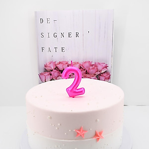 DERVENTA Number Candle Pink 2.36 inch Party Celebration Anniversary Decoration Perfect Birthday Brunch Dessert Cake Topper 1 Piece (Number 4 Pink)
