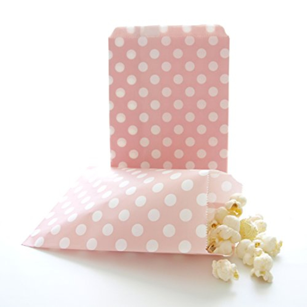 Wedding Favor Bags, Loot Bag, Girl Baby Shower Party Gift Bags, Treat Bags, Pink Polka Dot Bags (25 Pack)
