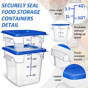 Yungyan 8 Pcs Restaurant Food Storage Containers with Lids Set 2Qt and 4Qt Commercial Restaurant Square Storage Containers Clear Food Cereal Container for Kitchen Freezer and Dishwasher Safe