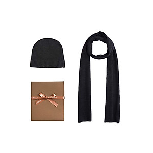 EURKEA Men's 100% Merino Wool Scarf, Beanie Hat Gift Box Set Charcoal
