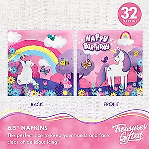 Treasures Gifted Rainbow Unicorn Birthday Party Supplies - Serves 24 Guests - Dinnerware Starter Set - Unicorn Party Supplies Including Unicorn Napkins & Unicorn Plates for Birthday Parties