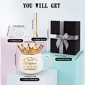 Coffee Mugs for Women, Thank You Gifts for Women Coworkers, Awesome Gifts & 2024 Graduation Gifts, Birthday Gift Sets for Women Friendship Appreciation Gifts for Boss-Unique Crown Gifts
