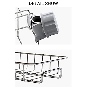 SooGree Kitchen Sink Organizer Over Faucet Sponge Holder,304 Stainless Steel Heavy Duty Thickening Hanging Faucet Drain Rack for Scrubbers,Soap,Bathroom,Detachable Storage Rack