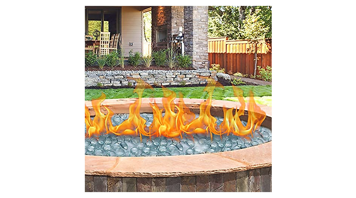 ECOTOUGE Fire Pit Glass Rocks - High Luster Reflective Beads, 10lb