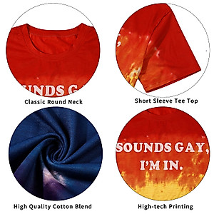 Gay Pride Shirt Women Rainbow LGBTQ Tie Dye Tees Funny Sounds Gay Im in Shirts Summer Bisexual Short Sleeve Tops X-Large
