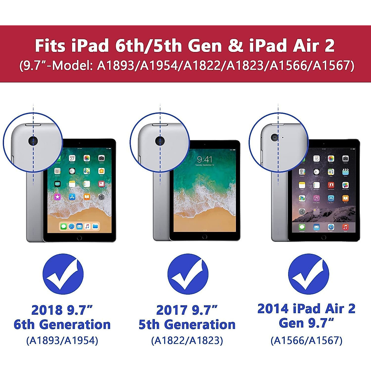 BMOUO Kids Case for iPad 9.7 Inch 2018/2017,iPad Air 2 - with Screen Protector, Shockproof Kids Case Cover Handle Stand Case for iPad 9.7 Inch 2017/2018 (iPad 5th and 6th Generation),iPad Air 2 - Blue