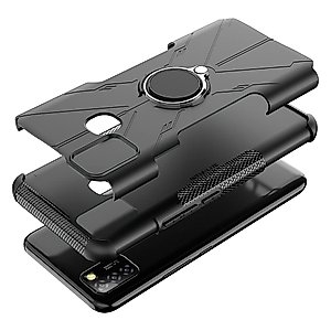 Kukoufey Case for Infinix Smart 5 Case Cover,360°Rotatable Kickstand Dual Layer Shockproof Case for Infinix Hot 10 Lite X657B / Smart 5 Case Black