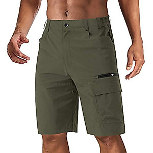 CRYSULLY Men's Outdoor Quick Dry Cargo Shorts Summer Climbing Shorts with Pockets Army Green