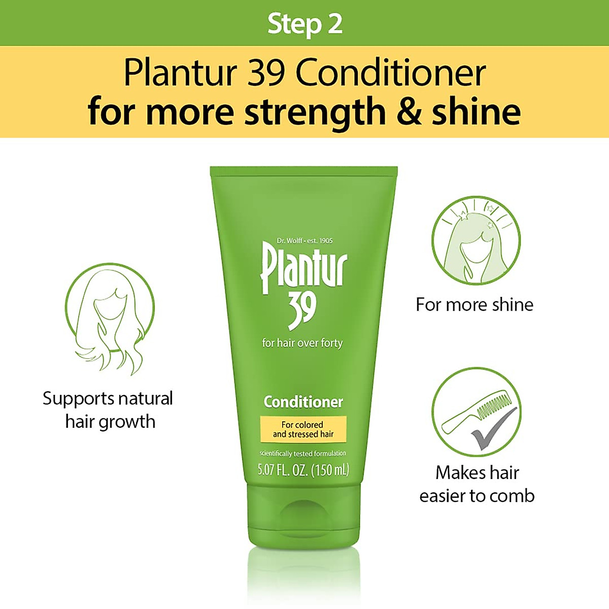 Plantur 39 Phyto-Caffeine Women's 3-Step System for Colored, Stressed Hair - Shampoo (8.45 fl), Conditioner (5.07 fl), Tonic (6.76 fl)