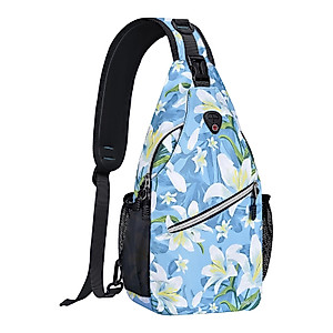 MOSISO Sling Backpack, Multipurpose Travel Hiking Daypack Rope Crossbody Shoulder Bag, Hedychium