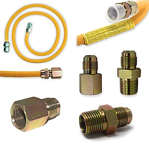 Appliance Pros Flexible Stainless Steel Gas Line for Dryer, Gas Hose Connector Kit, Comes with 1/2" OD 1/2" MIP x 1/2" FIP, Stainless Steel (GASLINE72)