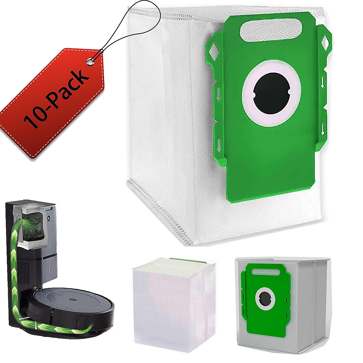 JoyBros 10 Pack Vacuum Bags Compatible with iRobot Roomba i & s & j Series Replacement dust bag for iRobot Roomba i1+ i3+ i4+ i6+ i7+ i7Plus j7+i8+ s9