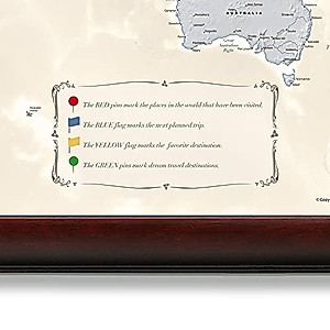 Map Your Travels Deluxe Push Pin World Map | Premium Wood Frame | Personalized Gift Map | Handmade in Minnesota | 33" x 21"