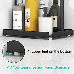 3 Tier Standing Shower Caddy Organizer Corner, Bathroom Shower Organizer Stand with Handle, Metal Shower Shelf Caddy Corner for Shampoo, Shower Rack Stands for Inside Bathroom, Bathtub, Black