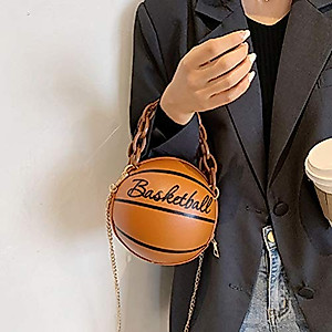 Abaodam Pouch Basketball Shaped Handbag Women Round Crossbody Bag PU Basketball Purse Shoulder Bag Mini Tote Bag Messenger Bag Football Purse