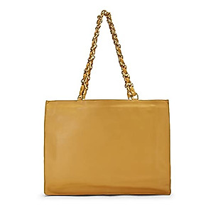 Chanel, Pre-Loved Yellow Lambskin Flat Chain Handle Tote, Yellow