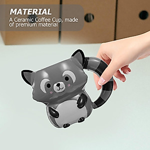 Luxshiny Cute Ceramic Coffee Mug 3D Raccoon Mug Tea Cup Hand Painted Animal Coffee Cappuccino Latte Cup Drinking Cups Milk Cups with Handle for Christmas Birthday Gift Grey