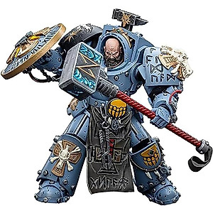 Pipigirl JoyToy 40K Genuine License 1:18 Soldier, Space Wolves Arjac Rockfist, 4inch Models Action Figures Kits (Arjac Rockfist), (JT6878)