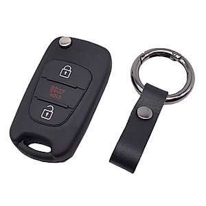 Arruweer Flip Replacement Remote Car Key Fob Cover Case Shell Fit for Kia Soul Rio Sportage with Keychain (1)
