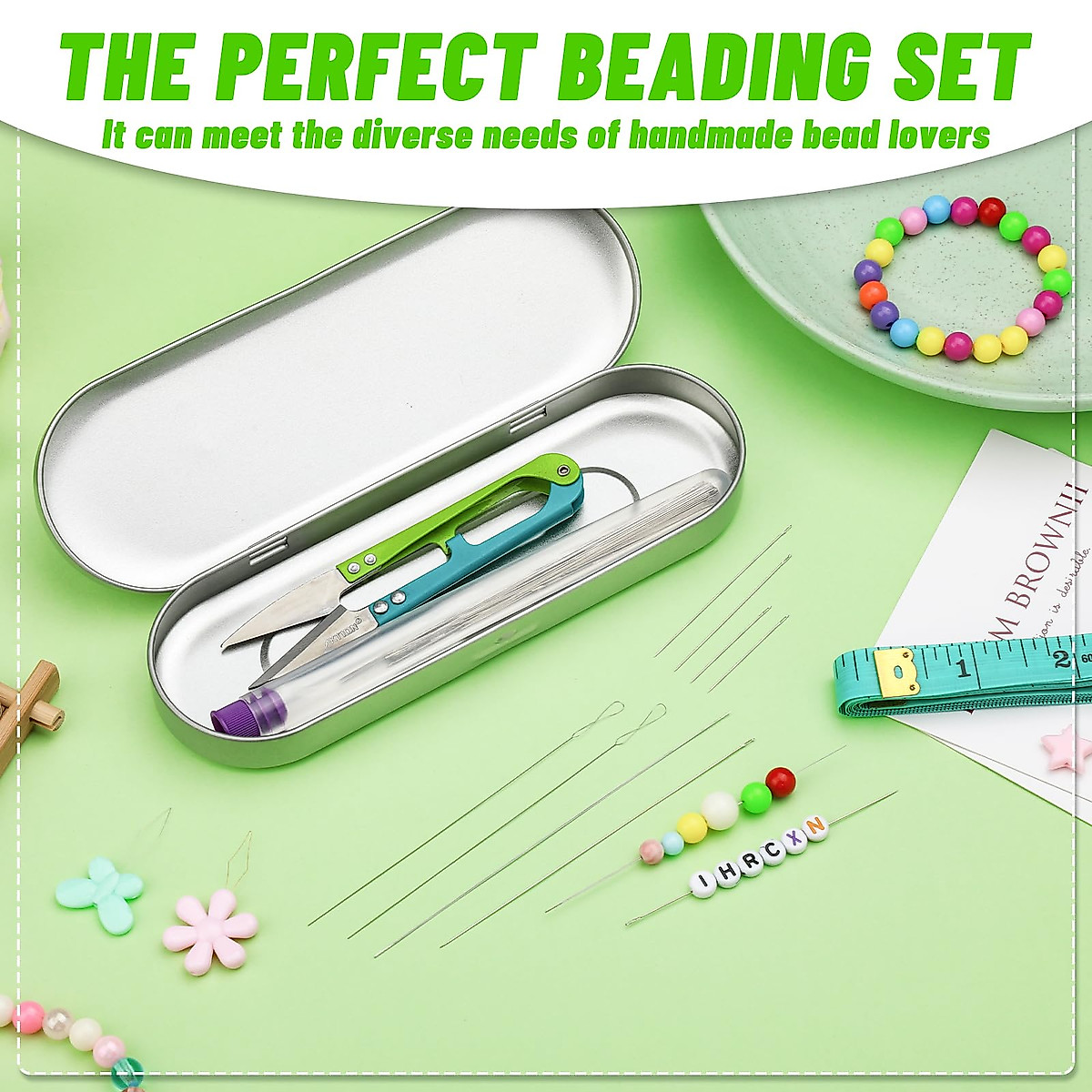 86 Pcs Beading Needles Set,6 Sizes Big Eye Seed Bead Needles,Long Straight Beading Needle,Twist Beading Needles,Flexible Needle for Beads for Jewelry Making