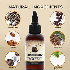 Sunny Isle Jamaican Black Castor Oil Beard Oil 2oz | Conditioning Growth Oil for Thicker Facial Hair | Softens, Strengthens Beards & Mustaches | Hydrates Skin