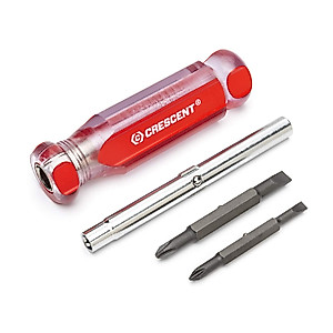 Crescent 6-in-1 Interchangeable Bit Screwdriver, Red Handle - CS61N
