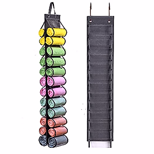 Legging Storage Bag Storage Hanger Can Holds 24 Leggings or Shirts Jeans Compartment Storage Hanger, Foldable Leggings Organizer Clothes Portable Closets Roll Holder (Grey-2)