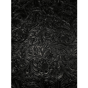 Tooled Faux Leather Western Cowboy, Embossed Vinyl, Craft DIY and Upholstery Pleather Fabric - by The Yard (Black) 54 Inches