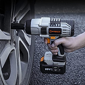 WORKSITE 20V Impact Wrench 1/2 Inch With Max 370 Ft-lbs (500N.m) Torque, Cordless Impact Gun Kit With Charger, Battery and 4 Pcs Impact Sockets For Car Tires