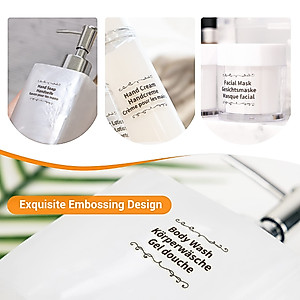 108 PCS Bathroom Labels Clear Preprinted Waterproof Travel Bottles Label Stickers for Organization and Storage Bathroom Dispenser Jars Bins Plastic Travel Bottles Containers