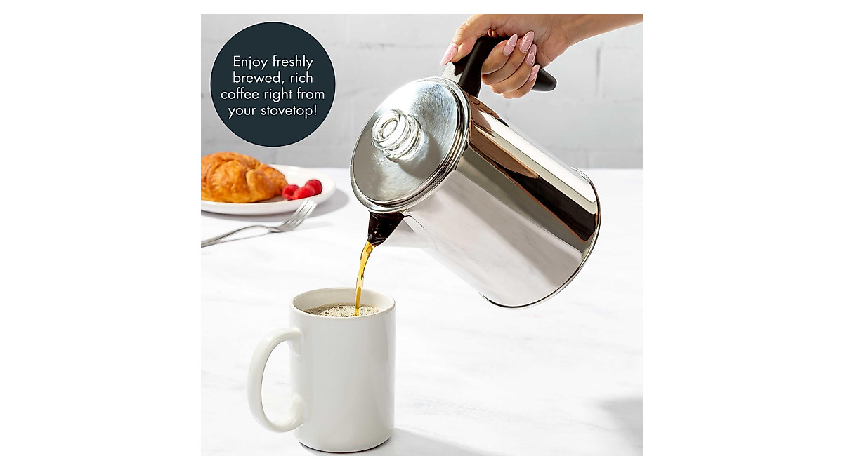 Primula Stainless Steel Stovetop Coffee Percolator – 8-Cup Coffee Maker